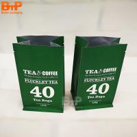 China 100g 200g 300g Aluminum Foil Quad Seal Flat Bottom bag Tea Coffee Printed Brown Kraft Paper Food Packaging Plastic Bag for sale