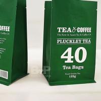China 100g 200g 300g Aluminum Foil Quad Seal Flat Bottom bag Tea Coffee Printed Brown Kraft Paper Food Packaging Plastic Bag for sale