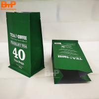 China 100g 200g 300g Aluminum Foil Quad Seal Flat Bottom bag Tea Coffee Printed Brown Kraft Paper Food Packaging Plastic Bag for sale