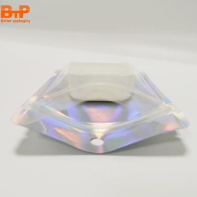 China 100 Pieces Mylar Holographic Stand-up Bags with Zipper Resealable Bags Smell Proof Bags Foil Pouch for Party Food Storage for sale