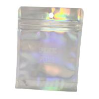 China 100 Pieces Mylar Holographic Stand-up Bags with Zipper Resealable Bags Smell Proof Bags Foil Pouch for Party Food Storage for sale