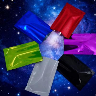 China Open Top PE Vacuum Heat Sealing Pouches Multi-Color Recyclable Metallic Mylar Storage Bags Smell Proof Packaging Low MOQ Feed for sale