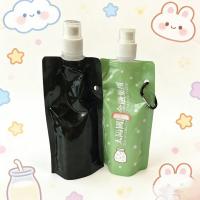 China Ready to Ship Collapsible Food Grade Spout Top PE Beverage Bags Leak Proof Foldable Reusable with Carabiner Clip for sale