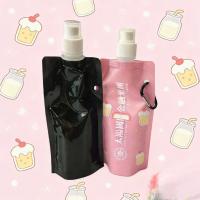China Ready to Ship Collapsible Food Grade Spout Top PE Beverage Bags Leak Proof Foldable Reusable with Carabiner Clip for sale