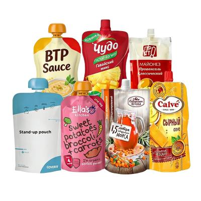 China Custom Printed Mylar Squeeze Die Cut Liquid Refill Bag 100ml 250ml Beverage Juice Aluminum Foil Standing up Spout Pouches for sale