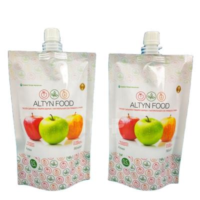 China Custom 250ml 500ml 1L 2L Refill Food Plastic Packaging Chili Sauce Mylar Bags Apple Juice Ketchup Liquid Stand up Spout Pouch for sale