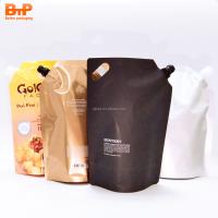China Custom Printed 1L 3L 5L Standf up Plastic Liquid Nozzle Packet Spout Pouch Bag Shampoo Cosmetic Hand Wash Bags With Spout Cap for sale