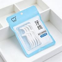 China Custom Printed Disposable Dental Floss Pick Three-Sided Sealed Resealable Zipper Bag with Clear Window PET/PE Material for sale