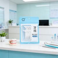 China Custom Printed Disposable Dental Floss Pick Three-Sided Sealed Resealable Zipper Bag with Clear Window PET/PE Material for sale