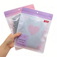 China Custom Logo Apparel Packaging Bag with Three Side Seal Clear Window Resealable Zipper Pouch Hang Hole for Tank Tops & Underwear for sale