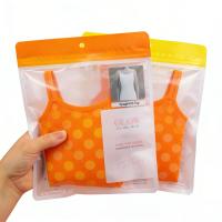 China Custom Logo Apparel Packaging Bag with Three Side Seal Clear Window Resealable Zipper Pouch Hang Hole for Tank Tops & Underwear for sale