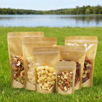 China Customized Paper Bags with Window, Kraft Paper Pouches, Zipper Food Storage Bags for Packaging Products, Reusable, Sealable for sale