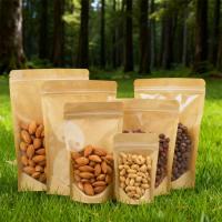 China Customized Paper Bags with Window, Kraft Paper Pouches, Zipper Food Storage Bags for Packaging Products, Reusable, Sealable for sale