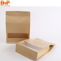 China Customized Kraft Paper Stand up Pouch Bags, Resealable Bag with Transparent Window and Tear Notch for Multipurpose Storage for sale