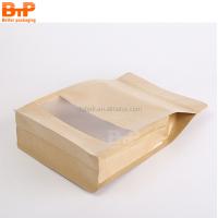 China Customized Kraft Paper Stand up Pouch Bags, Resealable Bag with Transparent Window and Tear Notch for Multipurpose Storage for sale