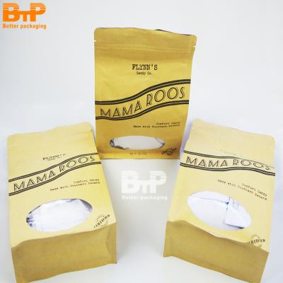 China Clear Front Snack Nuts Beans Packaging Bags Multiple Sizes Classic Durable One Side Kraft Paper Zip Lock Stand Pouches for Food for sale