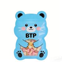 China MOQ100 Cartoon Bear Cutout Ziplock Special Shaped Bag, Front Transparent Window Food Grade Plastic Pouches for Gummy Candy, Dry Fruit, Kids Party Favor Packaging, Custom Printed Service for sale