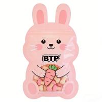 China MOQ100 Cartoon Bear Cutout Ziplock Special Shaped Bag, Front Transparent Window Food Grade Plastic Pouches for Gummy Candy, Dry Fruit, Kids Party Favor Packaging, Custom Printed Service for sale