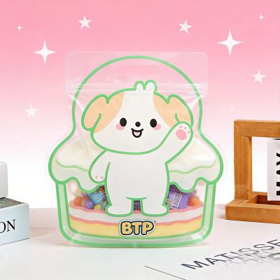 China MOQ100 Cartoon Bear Cutout Ziplock Special Shaped Bag, Front Transparent Window Food Grade Plastic Pouches for Gummy Candy, Dry Fruit, Kids Party Favor Packaging, Custom Printed Service for sale