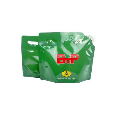 China 1 Gallon Large Capacity Spout Stand Up Pouch With Handle, Commercial Iced Tea Lemonade Beverage Refill Bag, Food Grade Composite Liquid Packaging Bag Custom Digital Printing Small Batch No Plate Fee for sale