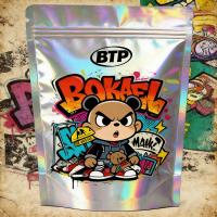 China Custom Holographic Stand Up Zipper Mylar Bag, American Burger Trend Illustration Resealable Food Pouch, MOQ 100 Small Batch Digital Printing, Hang Hole Moisture & Light Proof Snack Aluminum Foil Packa for sale