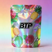 China Custom Holographic Stand Up Zipper Mylar Bag, Tropical Plant Cartoon Illustration Resealable Snack Pouch, MOQ 100 Small Batch Digital Printing, Moisture & Light Proof Food Aluminum Foil Zipper Packagi for sale