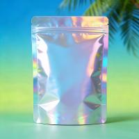 China Custom logo holographic Aluminum foil 3.5g Mylar Bag  Ziplock stand up pouch for sale