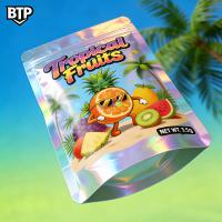 China Custom logo holographic Aluminum foil 3.5g Mylar Bag  Ziplock stand up pouch for sale