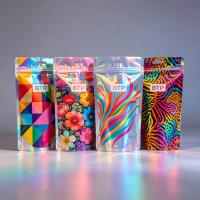 China Custom Holographic Stand Up Ziplock Food Packaging Bags Low MOQ 100 For Snack for sale