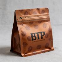 China Food Grade Dark Brown Coffee Bean Flat Bottom Pouch With Pull Tab Opening Zipper Coffee Packaging Bag for sale