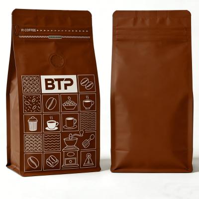 China Custom zipper aluminium foil Moisture resistant Degassing Valve coffee Flat Bottom bag for sale