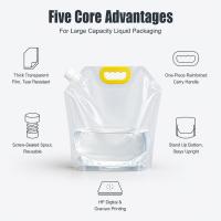 China Stand Up Spouted Water Bag With Handle 1.5L-10L Transparent Liquid Storage Pouch Leakproof Spout Pouch Custom Printing MOQ100 for sale