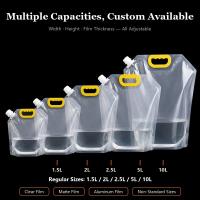China Custom Stand Up Handle Spout Bag Transparent Rice Grain Storage Pouch Food Grade For Liquor Sauce Full Color Print MOQ100 OEM ODM for sale