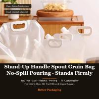 China Custom Stand Up Handle Spout Bag Transparent Rice Grain Storage Pouch Food Grade For Liquor Sauce Full Color Print MOQ100 OEM ODM for sale