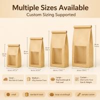 China Food Grade Kraft Paper Bread Bag With Clear Window Wire Roll Top Sealing Stand Up Bakery Packaging Small & Bulk Order Custom Printing for sale