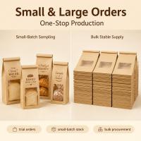 China Food Grade Kraft Paper Bread Bag With Clear Window Wire Roll Top Sealing Stand Up Bakery Packaging Small & Bulk Order Custom Printing for sale