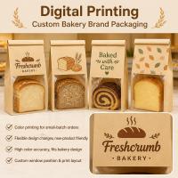 China Food Grade Kraft Paper Bread Bag With Clear Window Wire Roll Top Sealing Stand Up Bakery Packaging Small & Bulk Order Custom Printing for sale