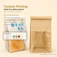China Food Grade Kraft Paper Bread Bag With Clear Window Wire Roll Top Sealing Stand Up Bakery Packaging Small & Bulk Order Custom Printing for sale