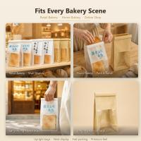 China Food Grade Kraft Paper Bread Bag With Clear Window Wire Roll Top Sealing Stand Up Bakery Packaging Small & Bulk Order Custom Printing for sale