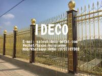 China Metal Picket Fences Garden Edging, Wrought Iron Palisade Security Fencing, Residential Forged Head Steel Railings for sale