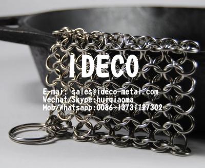 China Chainmail Scrubbers, Chain Mail Small Ring Cast Iron Cleaner, Dutch Ovens Waffle Iron Pans Ring Mesh Scraper for sale