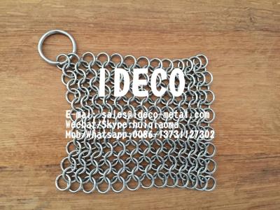 China Stainless Steel Rings Chainmail Scrubber, Chain Mail Cast Iron Cleaner, Chain Link Ring Mesh Scourer for sale