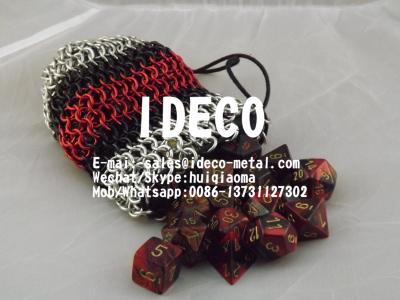 China Chainmail Dice Bags, Stainless Steel Chainmaille Mesh, Game Chain Mail Dice Pouch, Metallic Coin Purse Pocket for sale