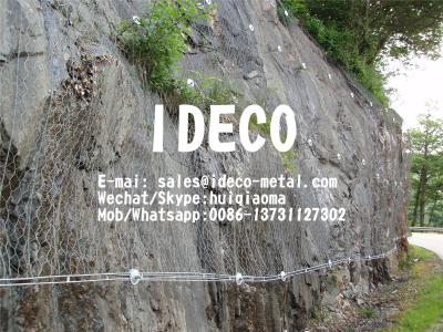 China Rope Reinforced Rockfall Nets, Hexagonal Wire Netting Rock Falling Catch Fences for Slope Stabilization, Landslide for sale