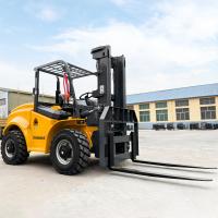 China EPA Certified Rough Terrain Straight Mast Forklift 4ton 5ton High Strength for sale