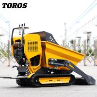 China Yellow 0.5-0.8 Tons Tracked Mini Dumper With Air / Hydraulic Brakes for sale