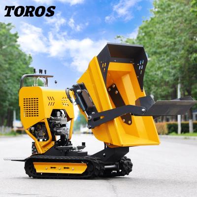China Yellow 0.5-0.8 Tons Tracked Mini Dumper With Air / Hydraulic Brakes for sale