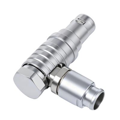 China BEXKOM push pull self-lcoking FHG B Series Size 0  2-9 pins brass chrome plated shell gold plated contact PPS/PEEK insulator IP50 waterproof right angle male plug for sale