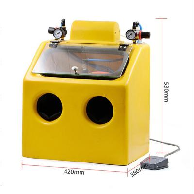 China 220V Double Table Sandblasting Machine for Jewelry Polishing 42x32x43cm Antique Gold Silver for sale