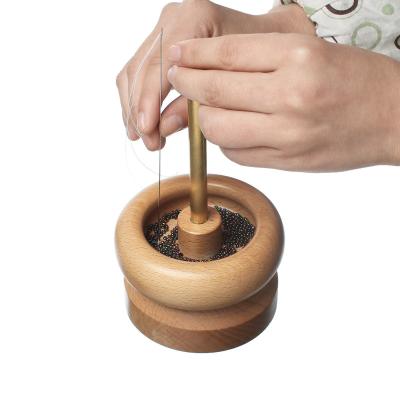 China Wooden Manual Bead Spinner for DIY Jewelry Making Bead Threading Tool 6.5cm for sale